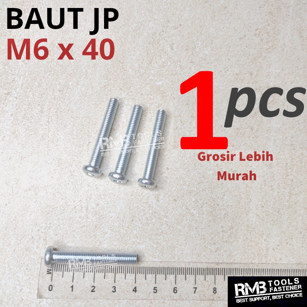 Jual M6x40 Baut JP Pentol Pan Galvanis Putih Machine Screw Obeng Plus + M6 | Shopee Indonesia
