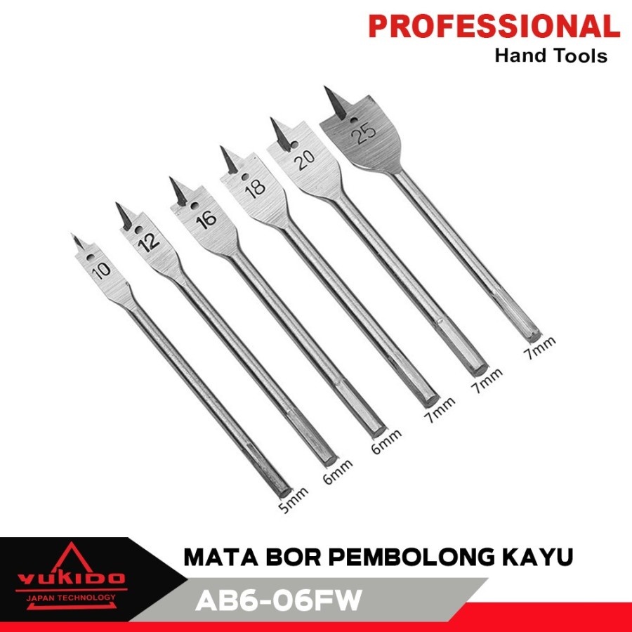 Jual Mata Bor Pembolong Kayu Mata Bor Kipas Set 6 Pcs / Flat Wood Drill ...