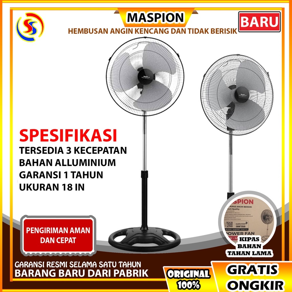 Jual MASPION : PW-452 KIPAS ANGIN BERDIRI BESI 18 INCH PW 452 STAND POWER FAN 18" 70 WATT ...