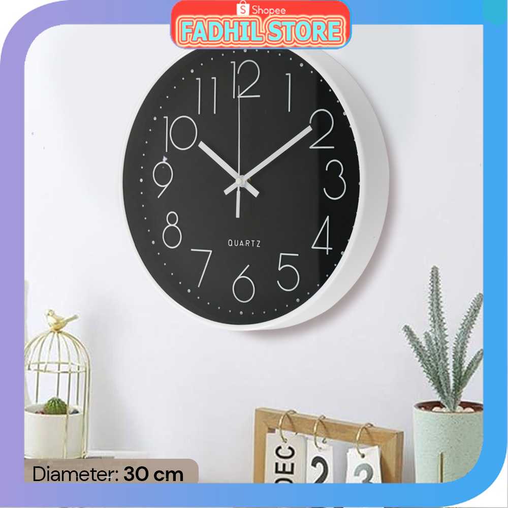 Jual FS - Mizhi Jam Dinding Bulat Quartz Indoor Wall Clock Round Shape 30cm - MS30 | Shopee ...
