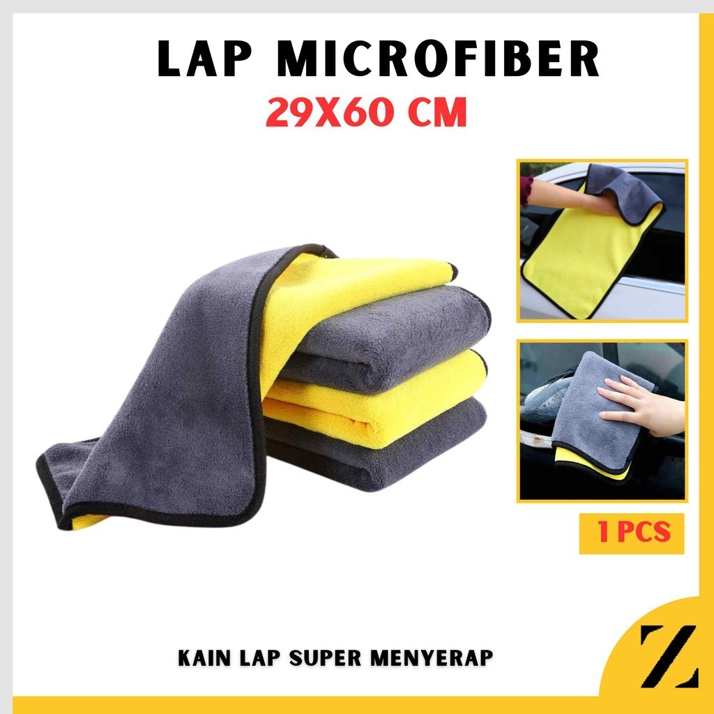 Jual Lap Kain Detailing Microfiber Kuning Abu 500gsm 60x29cm 60x29cm ...