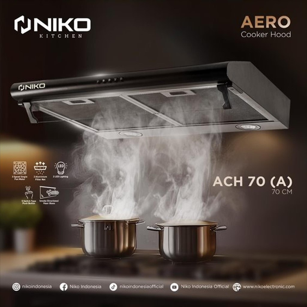 Jual NIKO COOKER HOOD ACH 70 ( A) PENGHISAP ASAP 70CM | Shopee Indonesia
