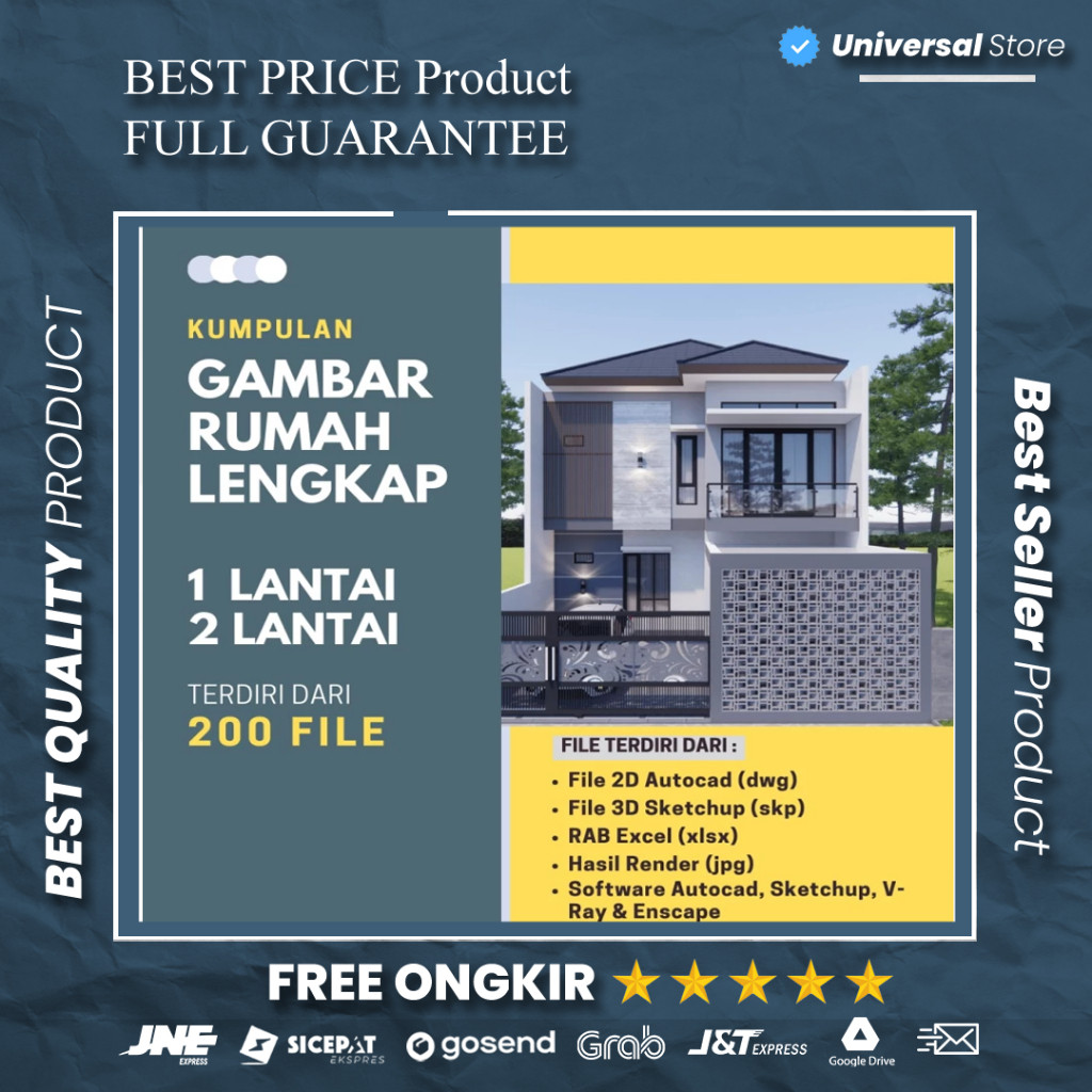 Jual Koleksi 200 Ide Home Design Gambar Desain Rumah Lengkap format 2D ...