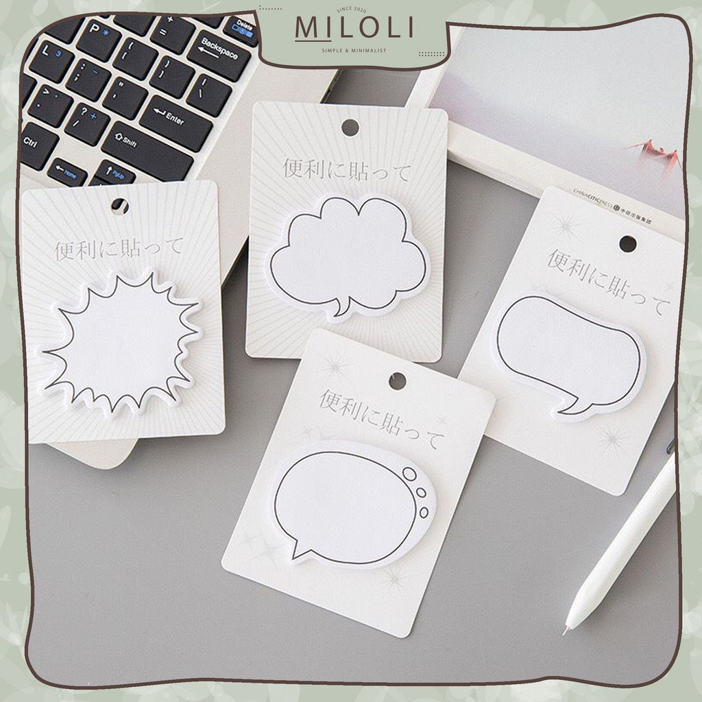 Jual [MILOLI] 30Lembar WHITE DIALOG SIMPLE Sticky Notes Memo Note Paper ...