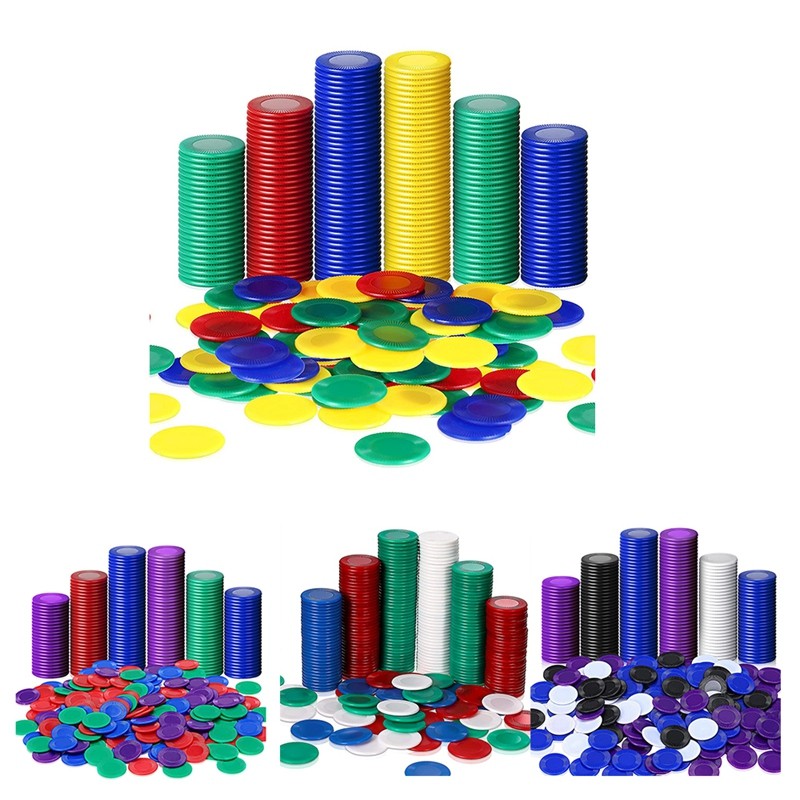 Jual 400 Pieces Plastic Poker Chips Game Chips 4 Colors Counter Card ...