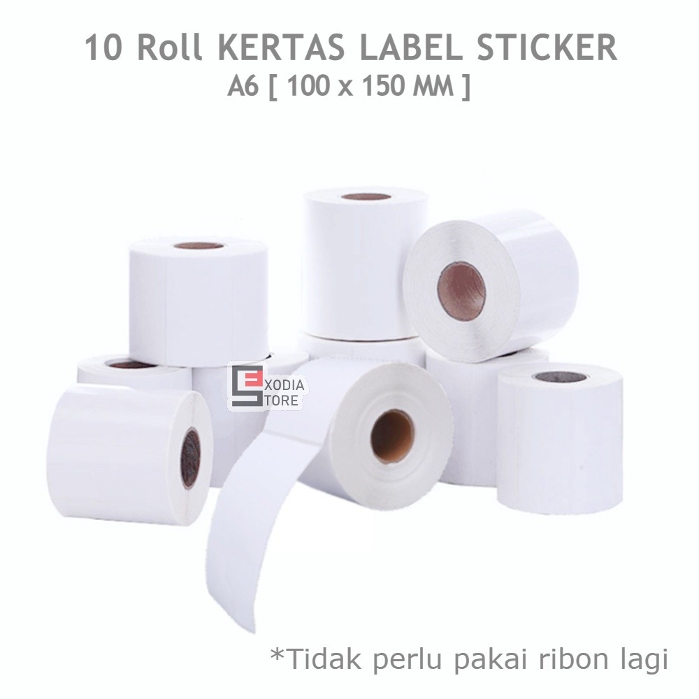 Jual 10 Roll Label Barcode Thermal Paper 100 X 150 mm Kertas Sticker Label Thermal 100x150mm A6 ...
