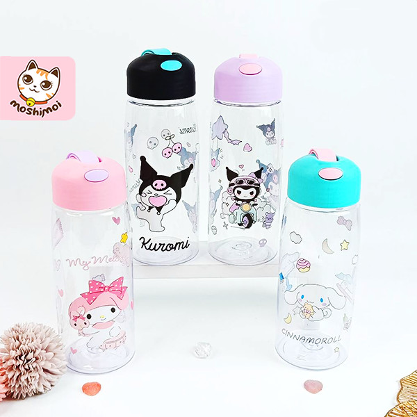 Jual Botol Minum Bening Snrio Tutup Warna + Tali Karet 600ml | Shopee ...