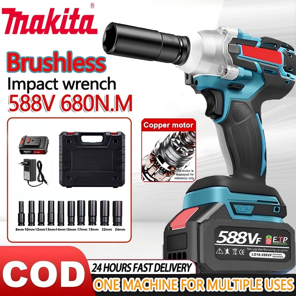Jual Mesin Bor impact Brushless 588V 680NM Impact wrench Cordless Brushless bor impact baterai ...
