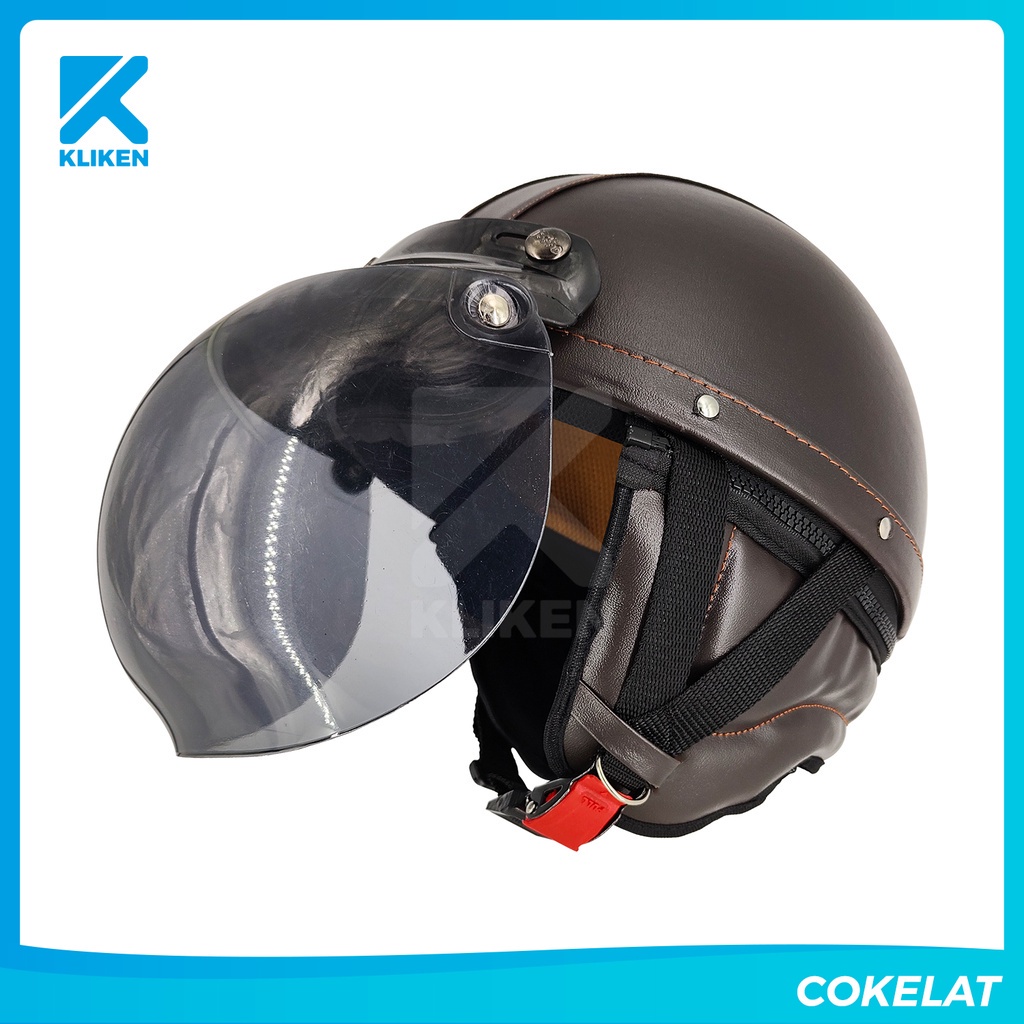 Jual Helm Retro Klasik CL2 Vintage Half Face Motor Classic Dewasa Kulit ...