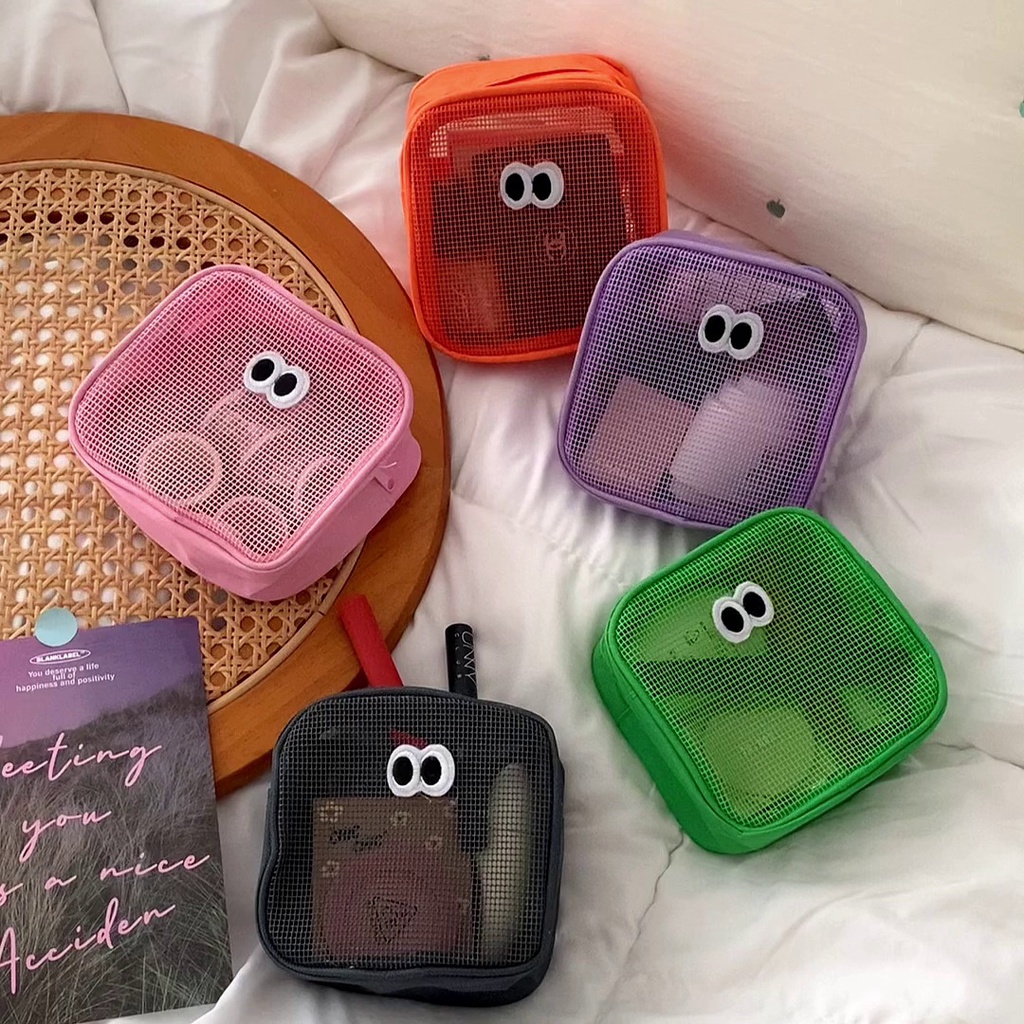 Jual Tas Penyimpanan Tas Kosmetik Tas Jaring Kartun Portabel Wanita Tas Penyimpanan Kapasitas ...