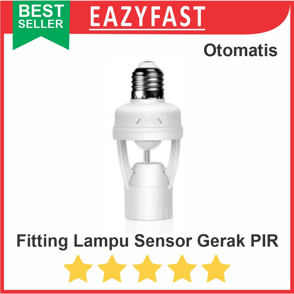 Jual Fitting Saklar Lampu Otomatis Sensor PIR Gerak Manusia Ruangan WC ...
