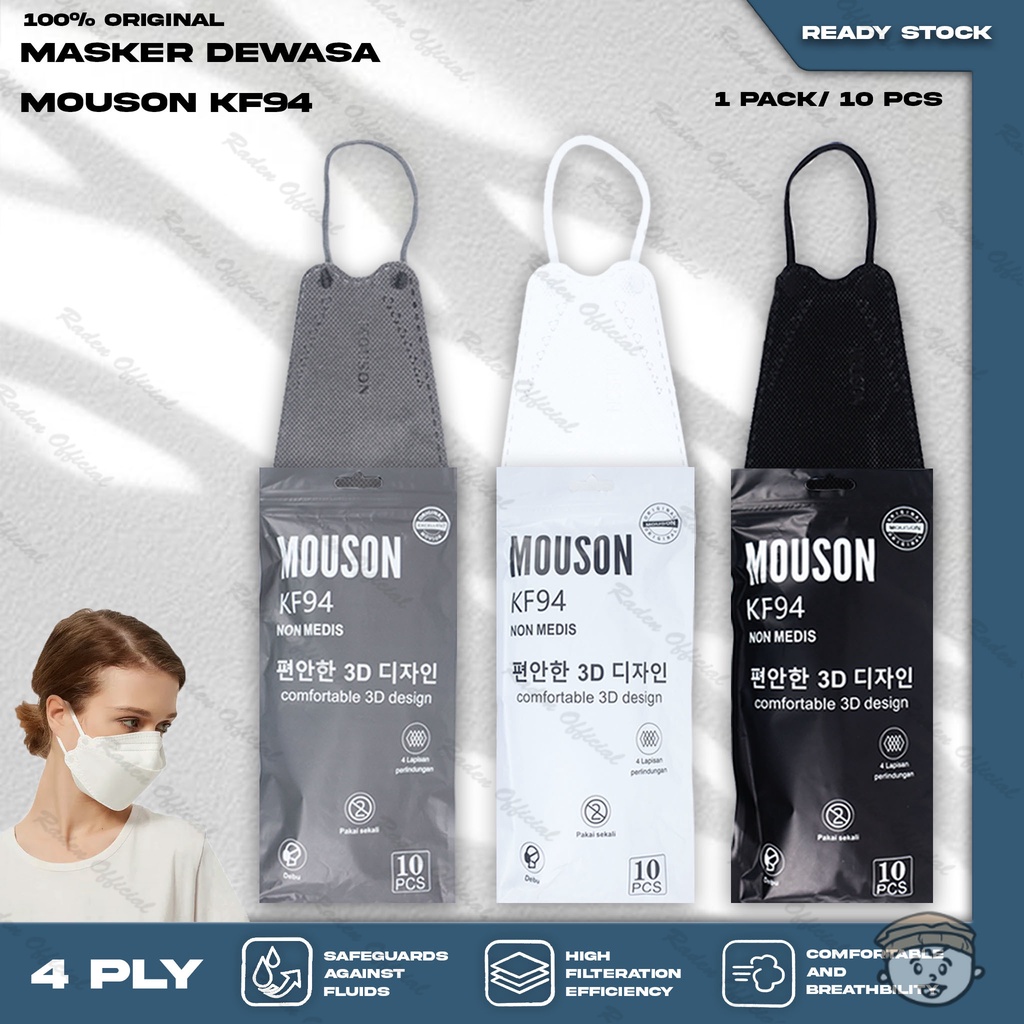 Jual Masker KF94 MOUSON 4Ply isi 10Pcs Putih Hitam Abu Warna Korea KF ...