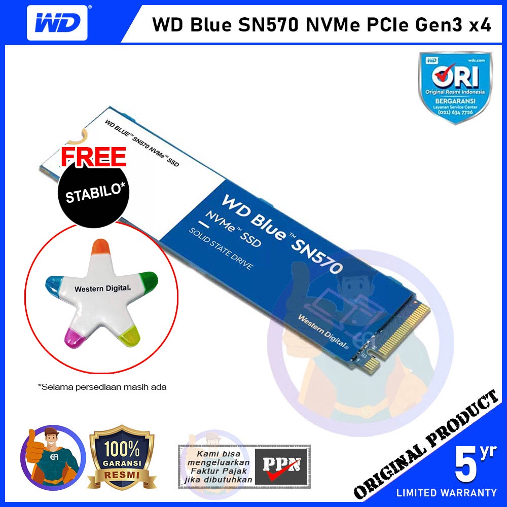 Jual SSD WD Blue 500GB SN570 NVMe PCIe Gen3 x4 | Shopee Indonesia