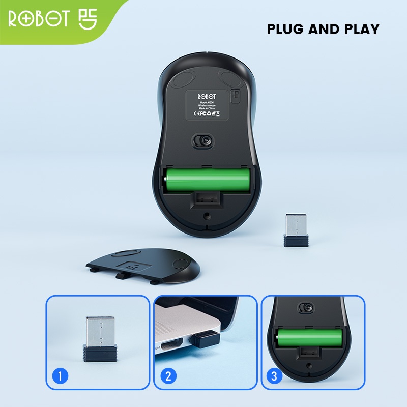 Jual ROBOT Mouse Wireless 2.4GHz Optical 1600DPI Cocok Untuk PC/Laptop ...