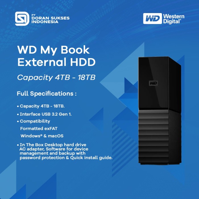 Jual WD My Book 4TB-18TB Black Hitam HD HDD Hardisk Eksternal External ...