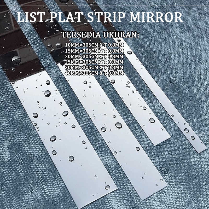 Jual LIST PLAT STRIP MIRROR ARGENT MIRROR UK LEBAR X 305CM X 0,8MM ...