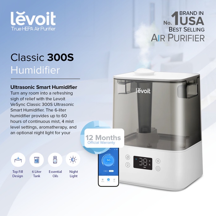 Jual Levoit Classic 300S Smart Ultrasonic Cool Mist Humidifier USA ...