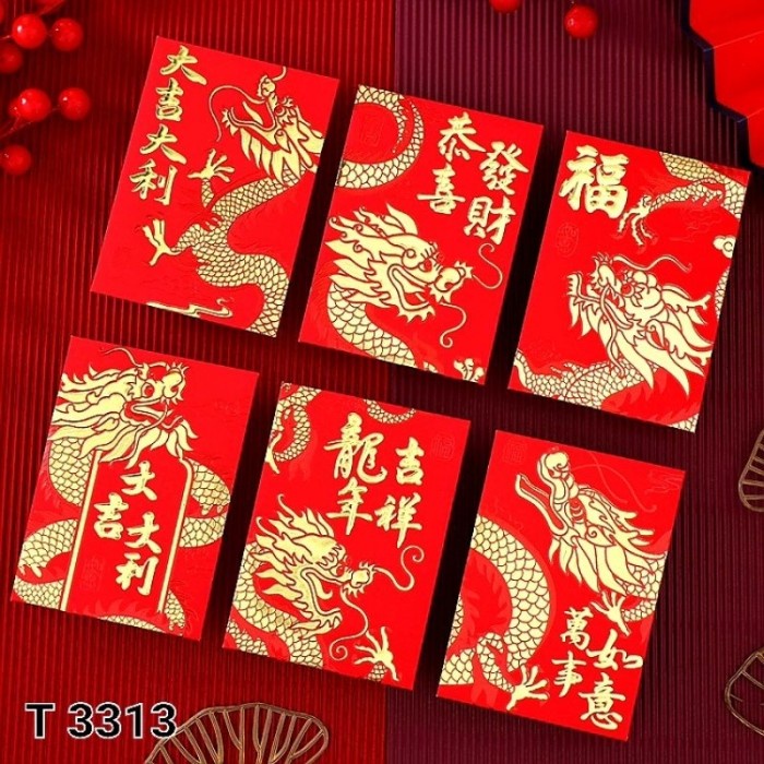 Jual IMLEK 2024 Angpao Naga 2024 Angpau Imlek Merah Pendek Murah isi 6 ...