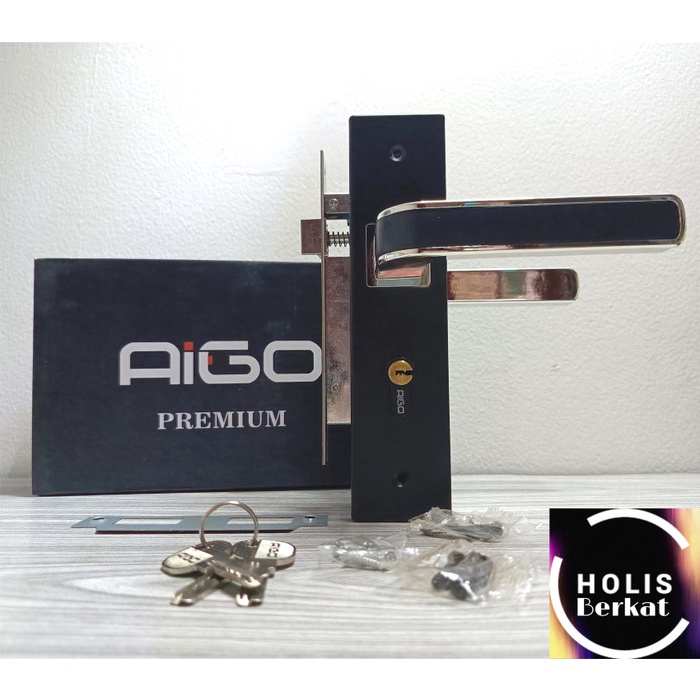 Jual Handle Kunci Pintu SEDANG Tanggung Hitam BLACK PREMIUM Set 20 cm ...