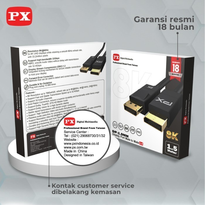 Jual Kabel Display Port 1.4 Male to Male Laptop Monitor 8K 1.5M PX DP-1.5MM | Shopee Indonesia