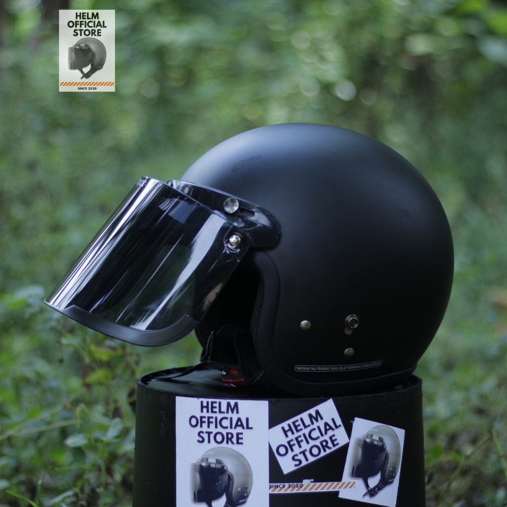 Jual Helm Bogo Retro Half Face Dewasa Solid Hitam Doff | Shopee Indonesia