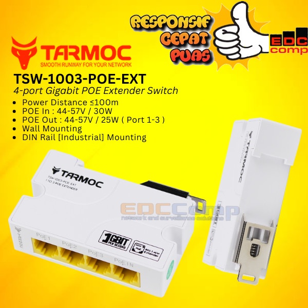 Jual Tarmoc IEEE802.3AF/AT 25W POE EXTENDER Switch 10/100 & Gigabit 1 ...