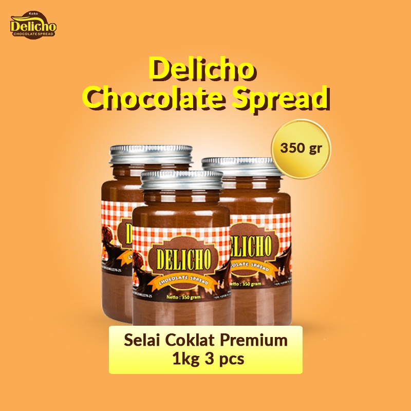 Jual COD Delicho Chocolate Spread 350g | Selai Coklat Premium / Selai ...
