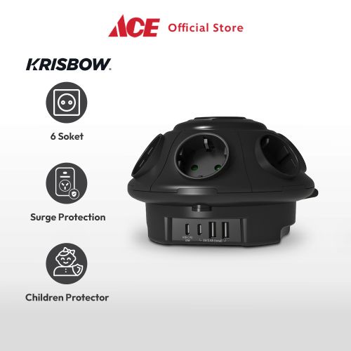 Jual Ace Krisbow Stop Kontak Ufo 6 Soket Dengan 4 Port Usb A & C ...