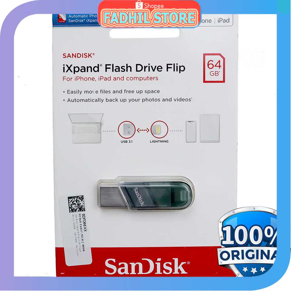 Jual FS - SanDisk iXpand Dual Drive Flip USB 3.0 Lightning - SDIX90N ...