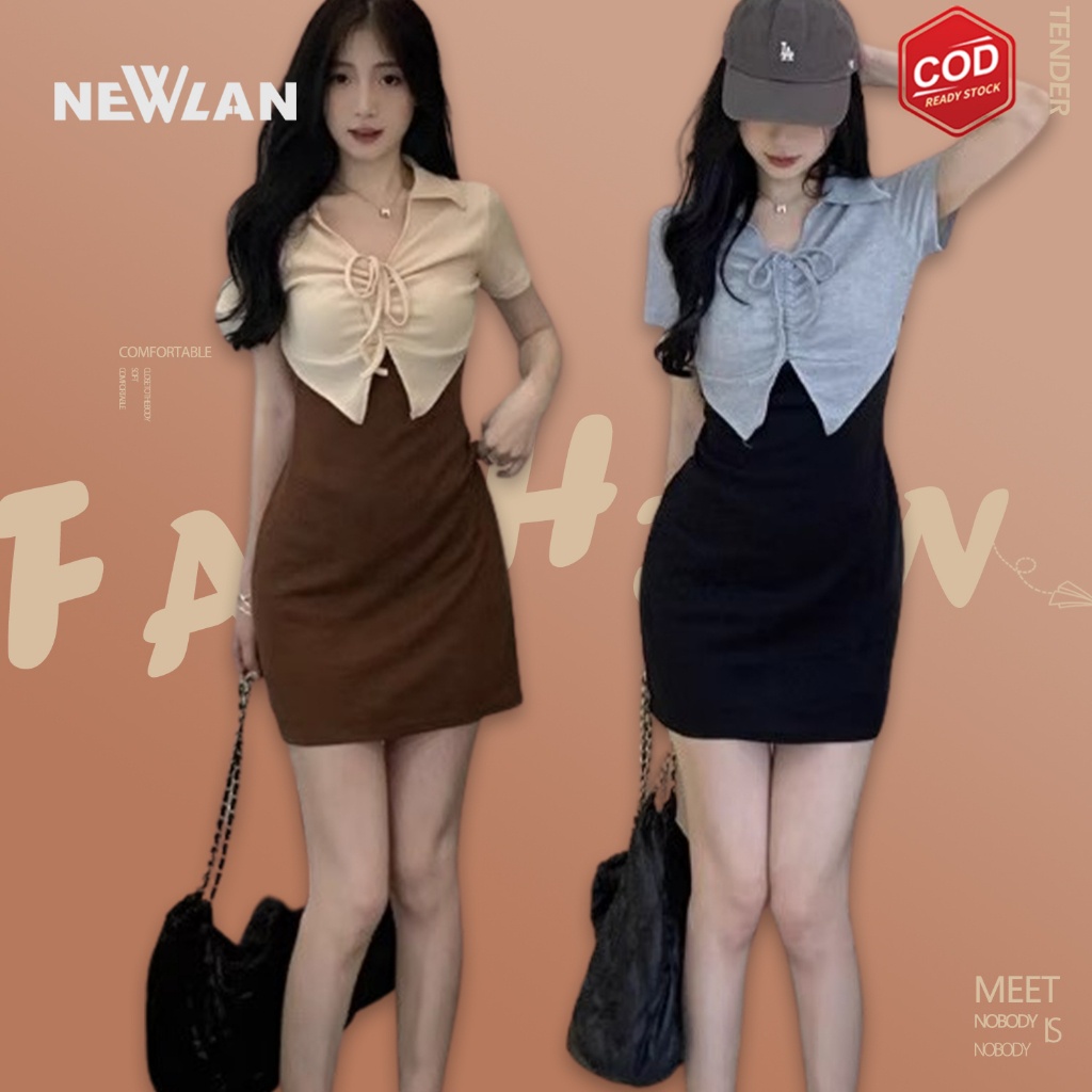 Jual Newlan QZ110 BodyCon Dress Gaun Lengan Pendek Wanita Sexy Mini ...