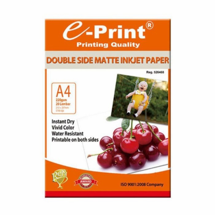 Jual Kertas Foto E-Print Matte / Doff Double Side A4 220gsm 20s ...