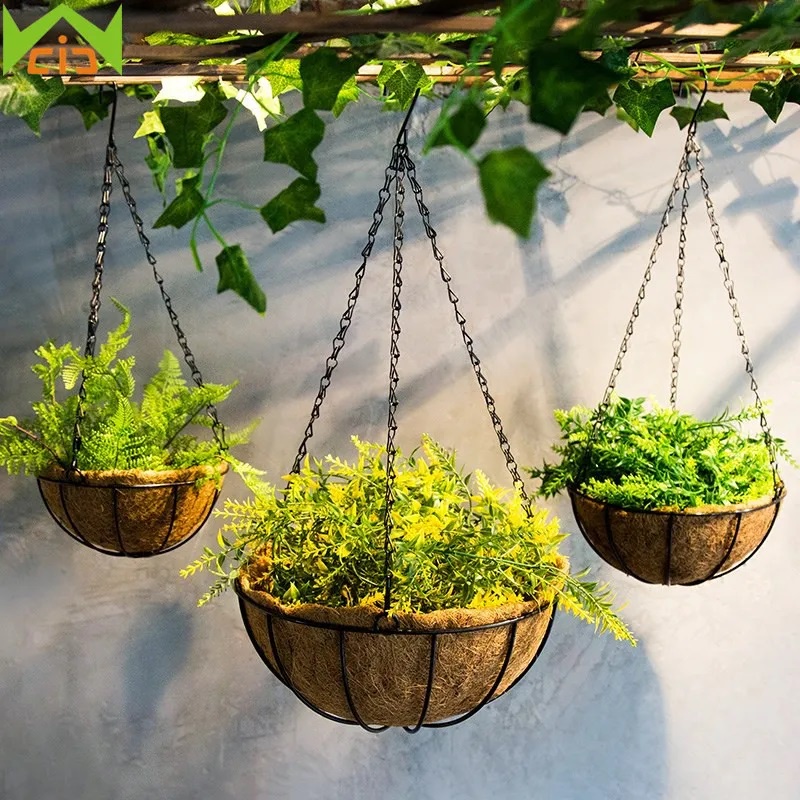 Jual Pot Bunga Besi Keranjang Serabut Kelapa Gantung Diameter 15, 20 ...