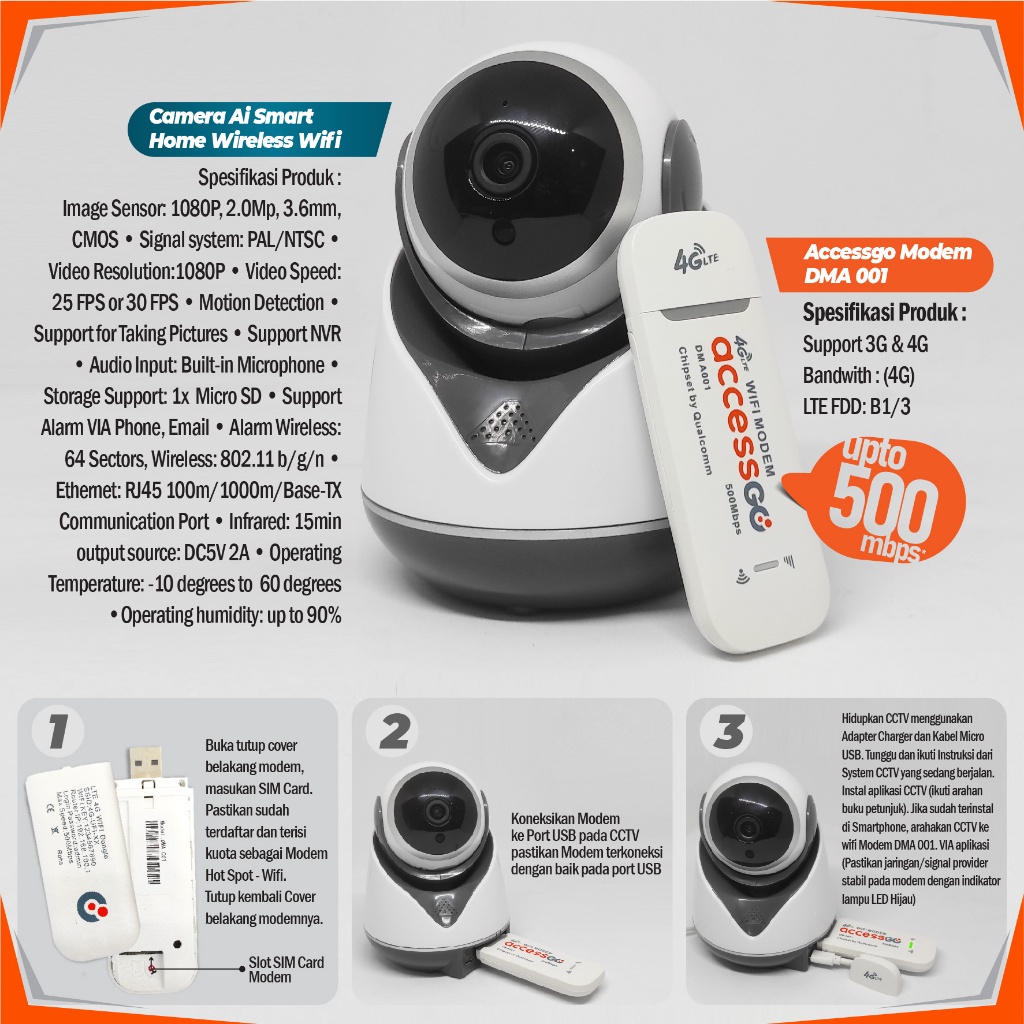 Jual CCTV AI Camera Dekstop Smart Home + USB Modem Wifi GARANSI ...