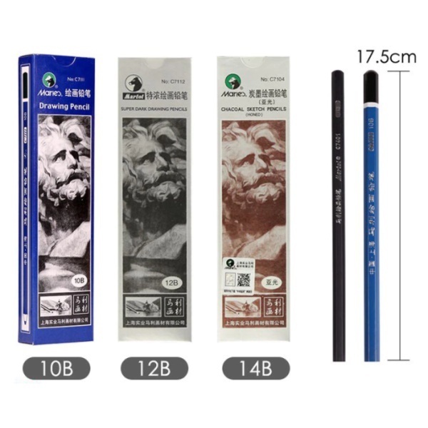 Jual Maries Drawing Pencil 10B 12B 14B SATUAN Graphite Sketch Pensil Grafit Gambar Sketsa Hitam ...