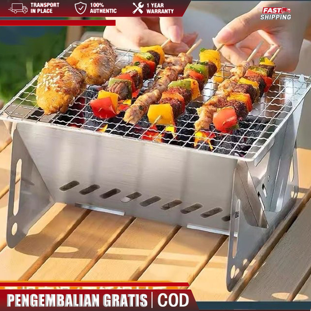 Jual 【COD Ready】Portable Grill Rak BBQ camping Mini kayu bakar kompor ...