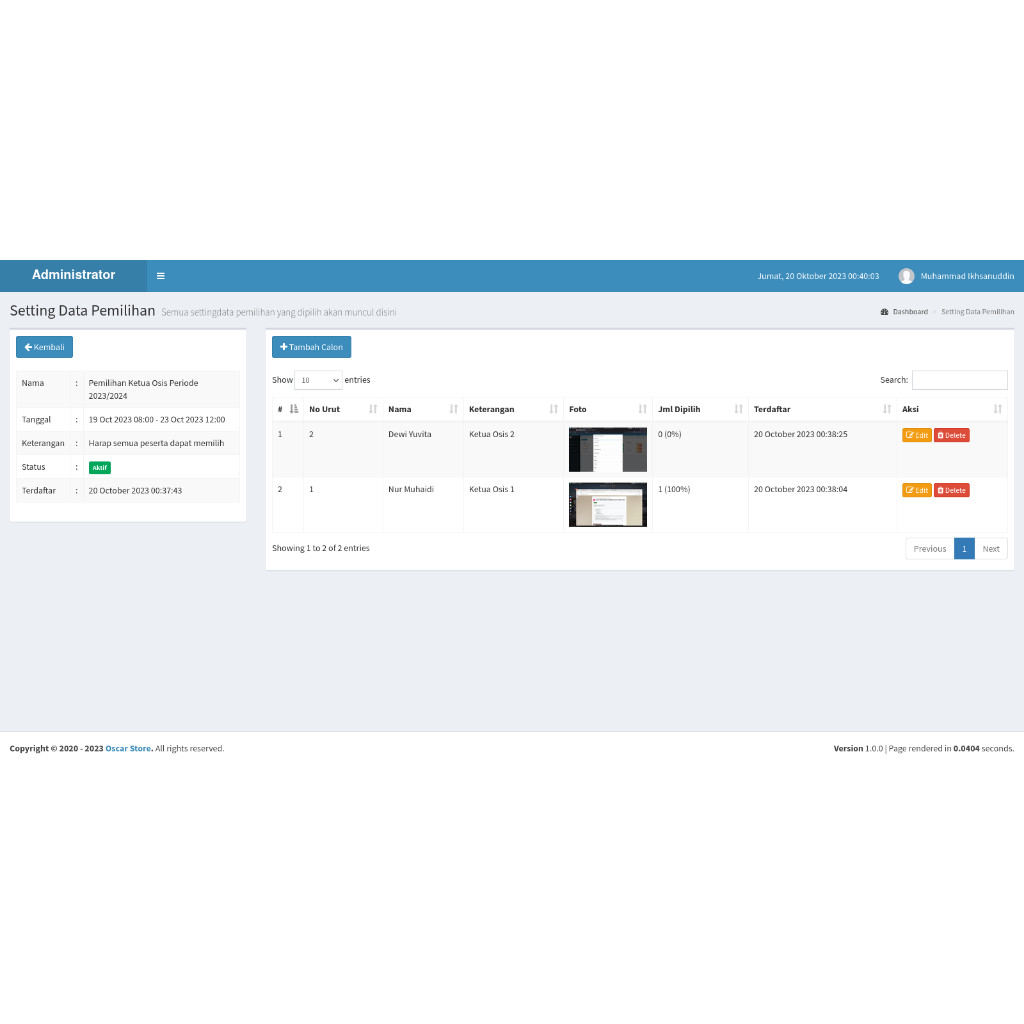 Jual Aplikasi E Voting/Pemilihan Umum/Pemilihan Pejabat/Ketua Osis Berbasis Website Sederhana ...
