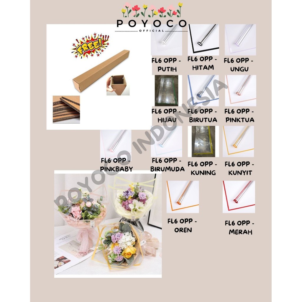 Jual POYOCO - FL6 OPP 5Lembar-Kertas Bunga Buket Transparan List WARNA ...