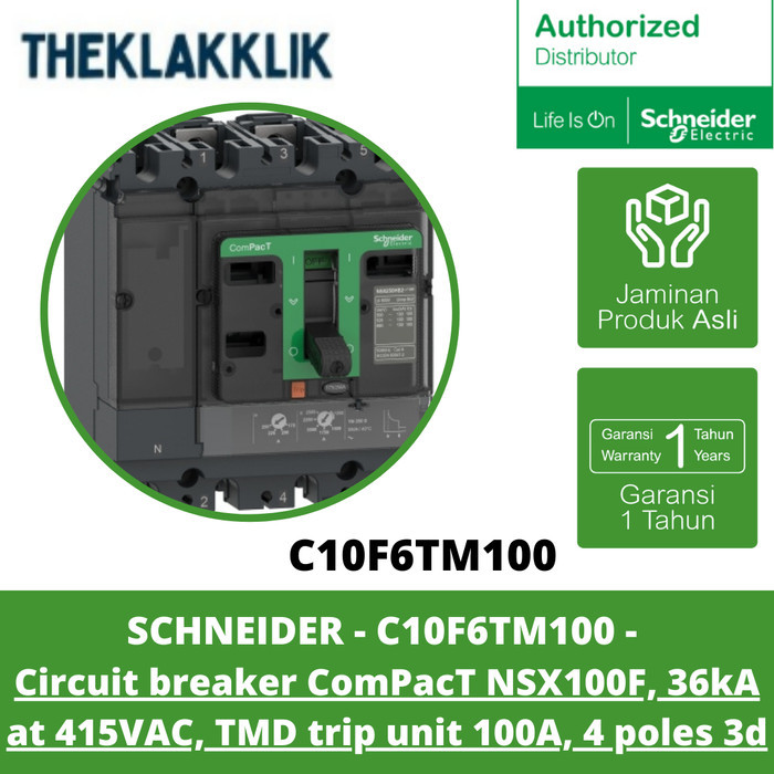 Jual KLAK99 SCHNEIDER - C10F6TM100 - Circuit breaker ComPacT NSX100F ...