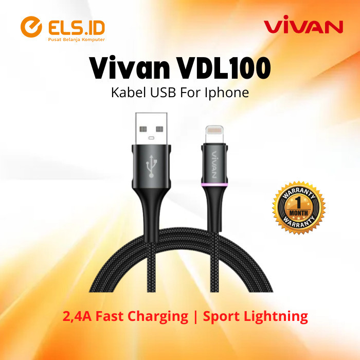 Jual Kabel USB For Iphone (Vivan VDL100) Fast Charging | Shopee Indonesia