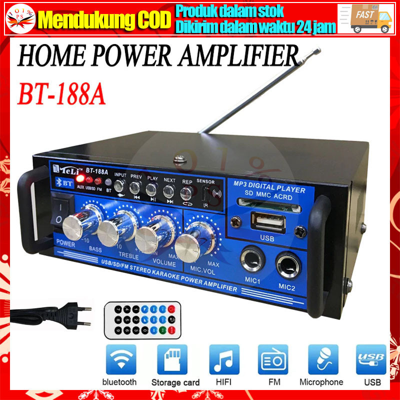 Jual Amplifier Mini Bluetooth BT-188A Power Amplifier Bluetooth EQ ...