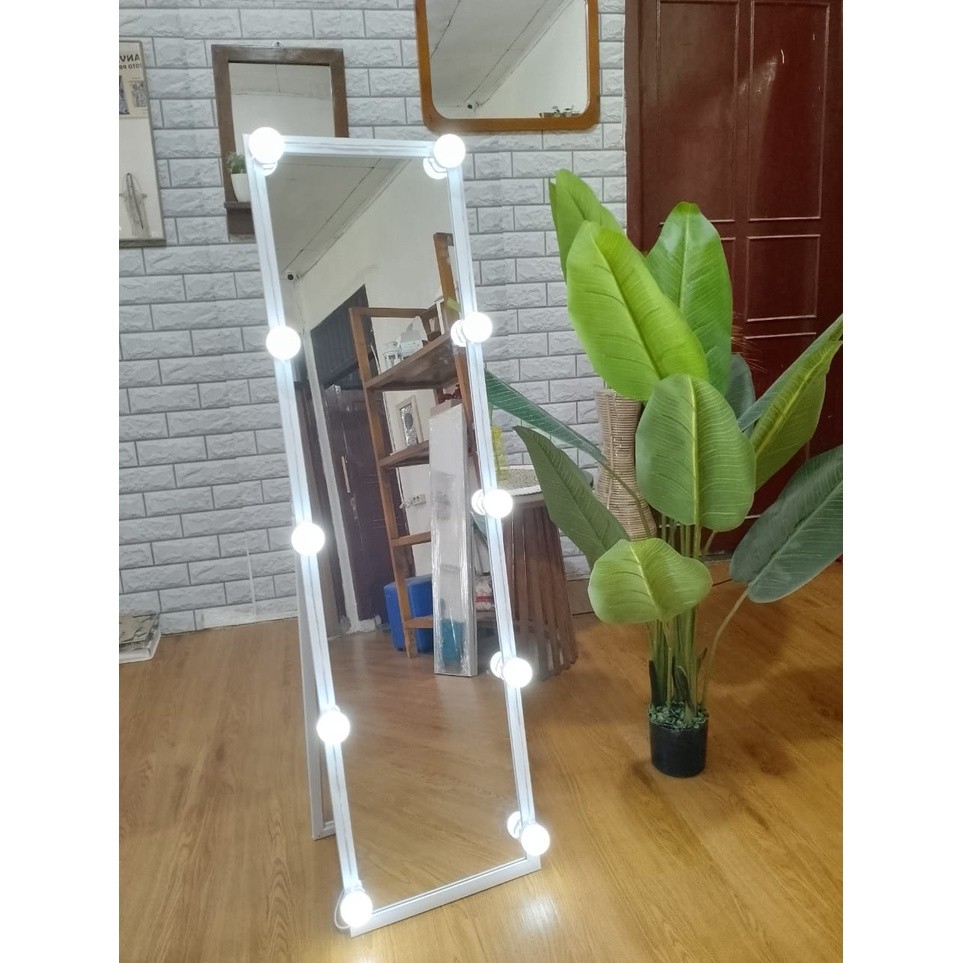 Jual Vanity Mirror / Standing Mirror Aesthetic + LED / Cermin Berdiri ...