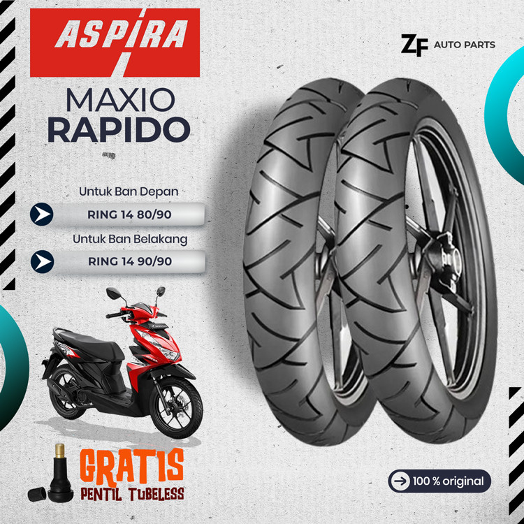 Jual BAN MOTOR RING 14 80/90 90/90 ASPIRA MAXIO RAPIDO TUBELESS VARIO ...