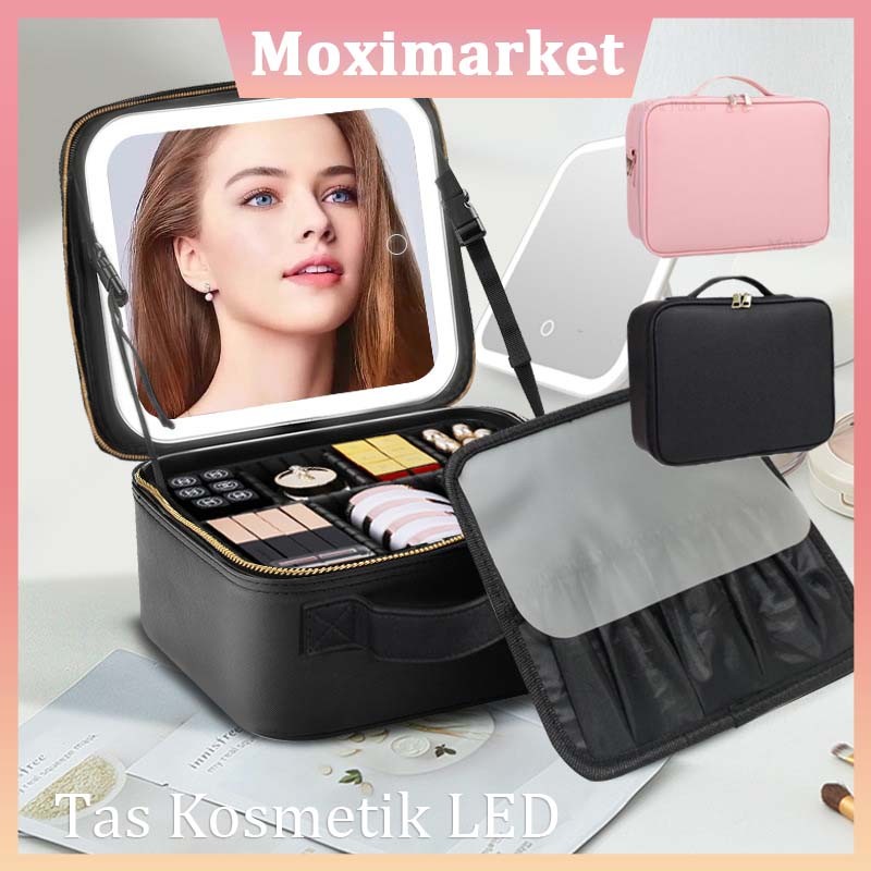 Jual Tas Makeup Kosmetik dengan Cermin Lampu LED Tas Makeup Beauty Case ...