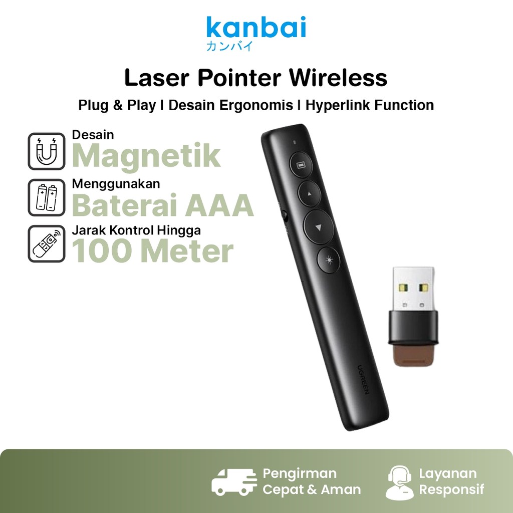 Jual UGREEN Laser Pointer Wireless Presenter Remote Control 2.4ghz for Windows Mac Linux ...