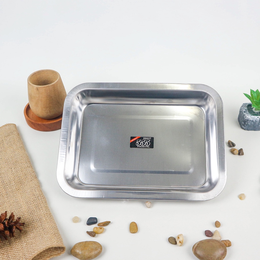Jual VV - Baki Stainless 27x20x4cm / Nampan Stainless | Shopee Indonesia