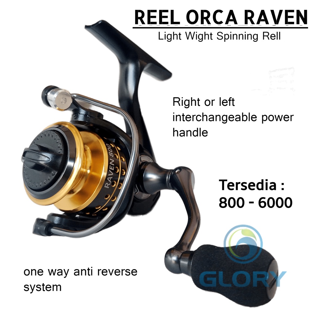 Jual Reel Spinning Orca Raven Power Handle 800 1000 / Rell Kerekan ...
