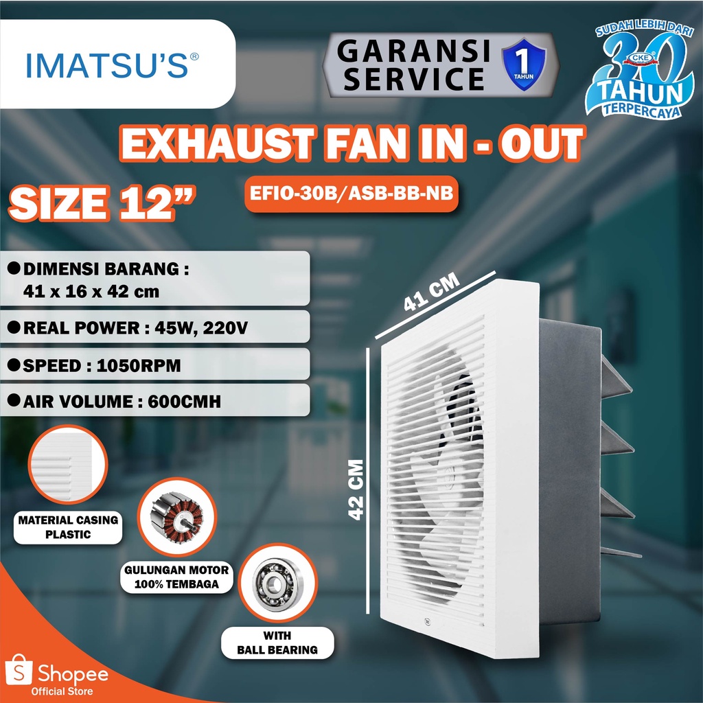 Jual KIPAS DINDING/Exhaust Fan 12 Inch 220V Exhaust Shutter In-Out Kipas Eksos | Shopee Indonesia