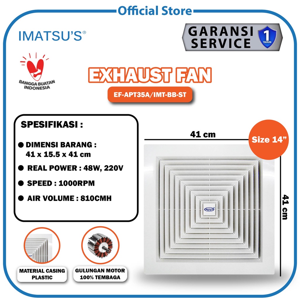 Jual Exhaust Plafon/Exhaust dinding tembok 14" Inch/Exhaust Fan Ball ...