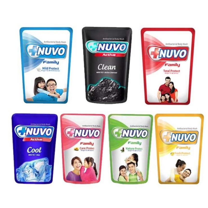 Jual NUVO FAMILY LIQUID ANTI BACTERIAL SABUN MANDI CAIR 60 ml BODY WASH POUCH PINK GOLD HIJAU ...
