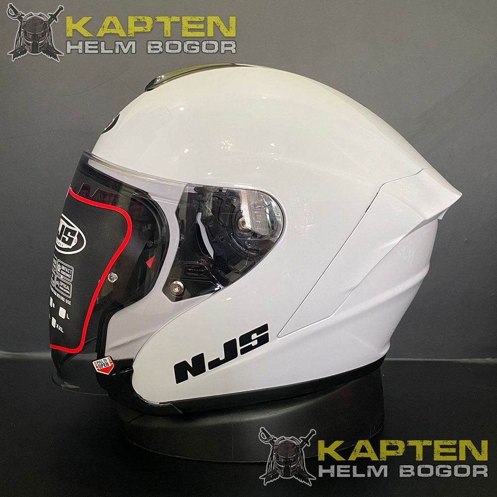 Jual HELM NJS KAIROZ WHITE GLOSSY Paket ganteng - Helm Half Face ...